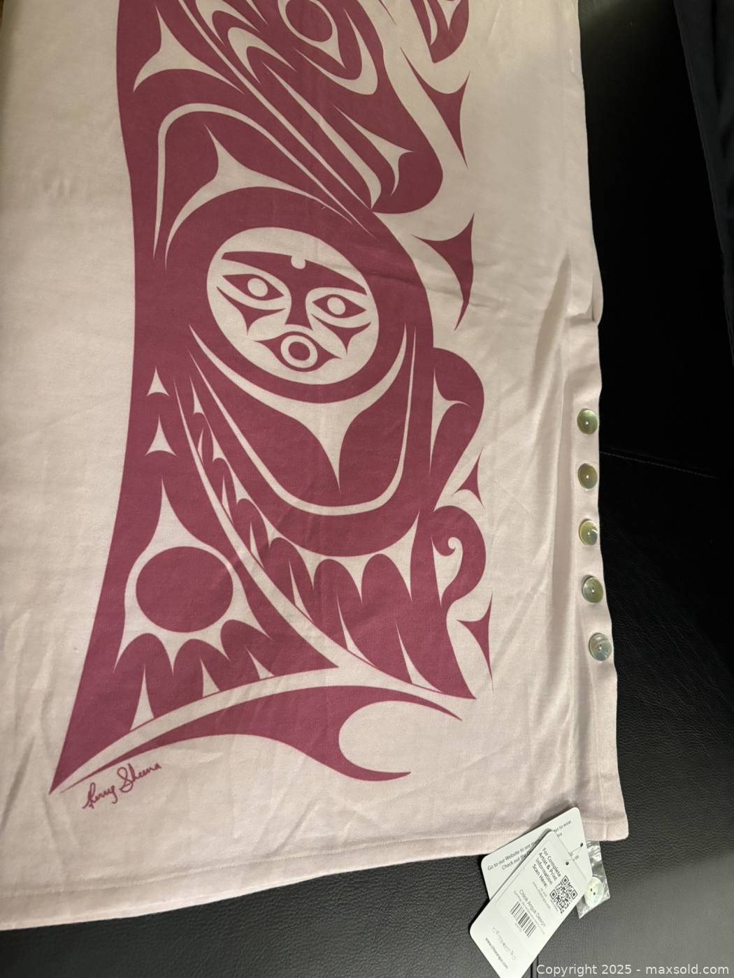 Chloe Angus Spirit Wrap soft pink Salish design | Maxsold