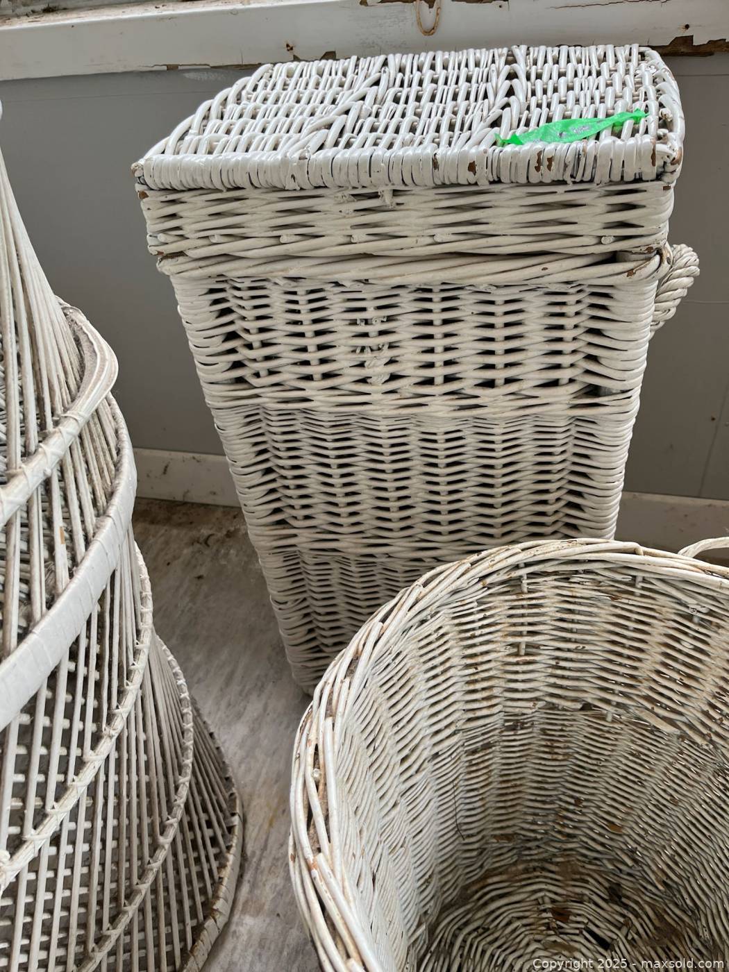 White Wicker Chair, Hamper, Basket | Maxsold