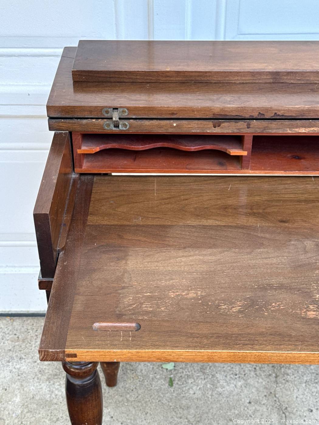 Antique Walnut Spinet Desk with Slide Out Extension | Maxsold