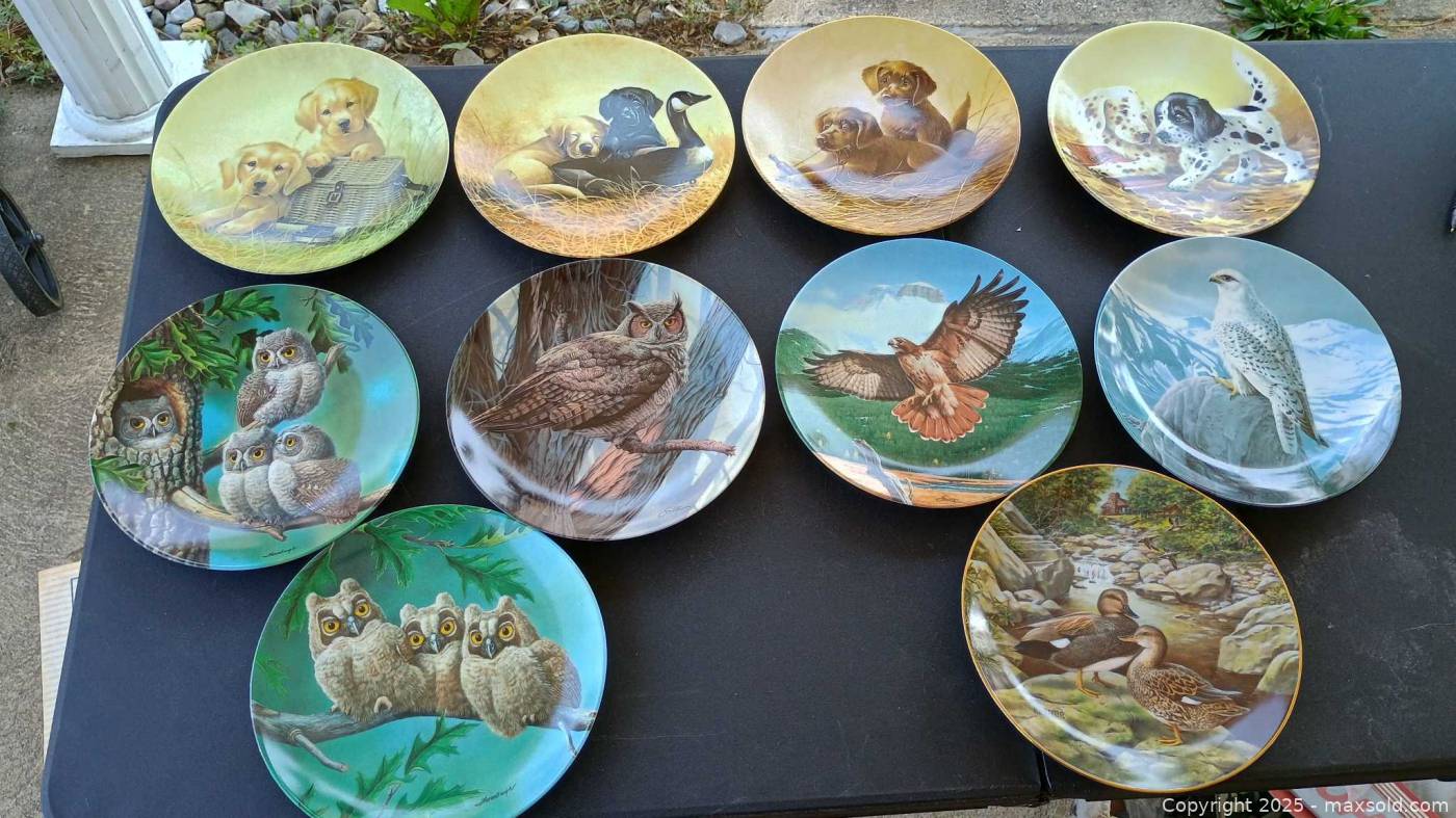10 wildlife and puppy decorative collector plates | Maxsold