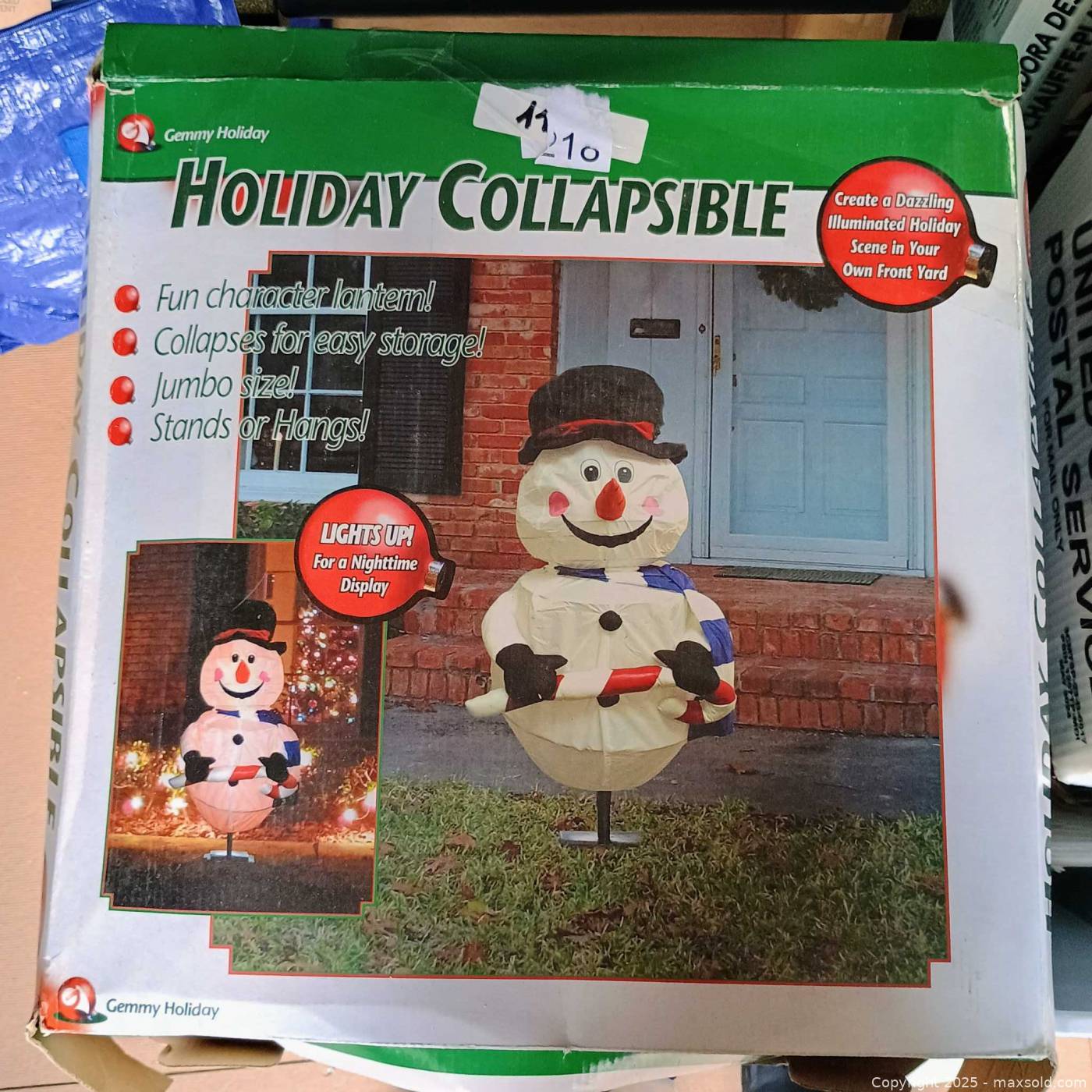 Gemmy collapsible snowman, Krash Kringle Santa, GE 35 mini lights and ...