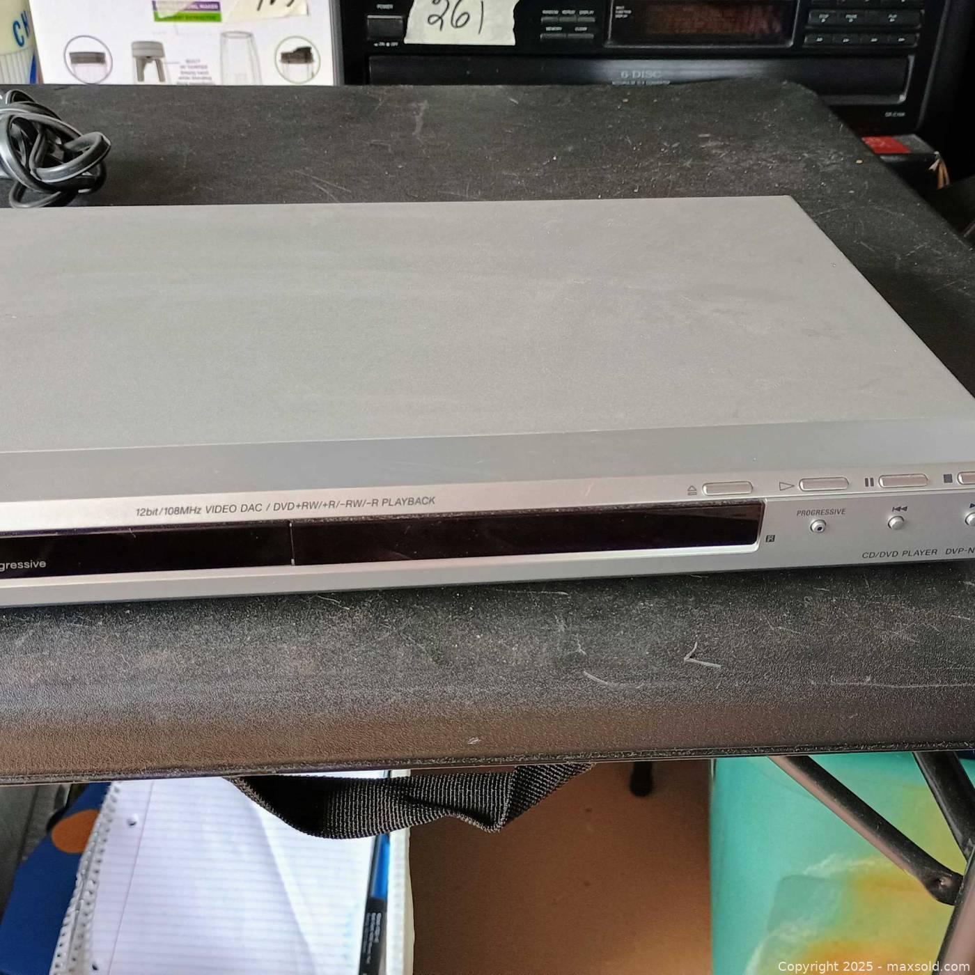 Sony silver DVD player with power cord | Maxsold