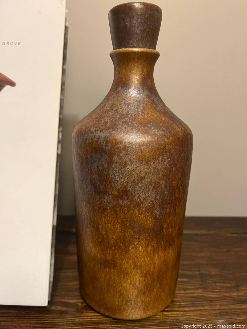 Jan & Helga Grove studio pottery bottle vase with stopper and "Life ...