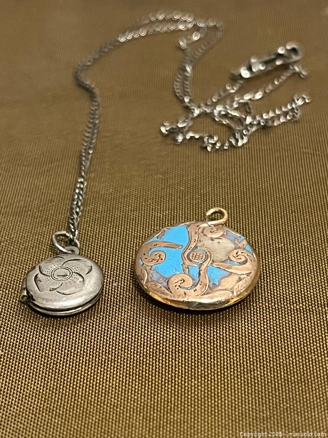 Antique Victorian Turquoise & CMC Sterling Lockets | Maxsold
