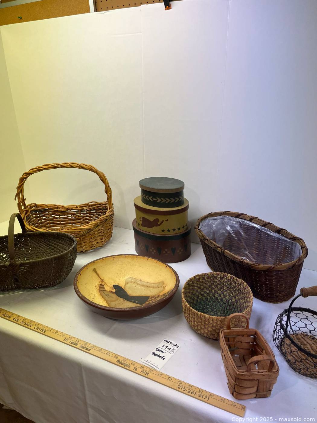 Assorted Wicker and Wood Baskets and Decorative Boxes | Maxsold