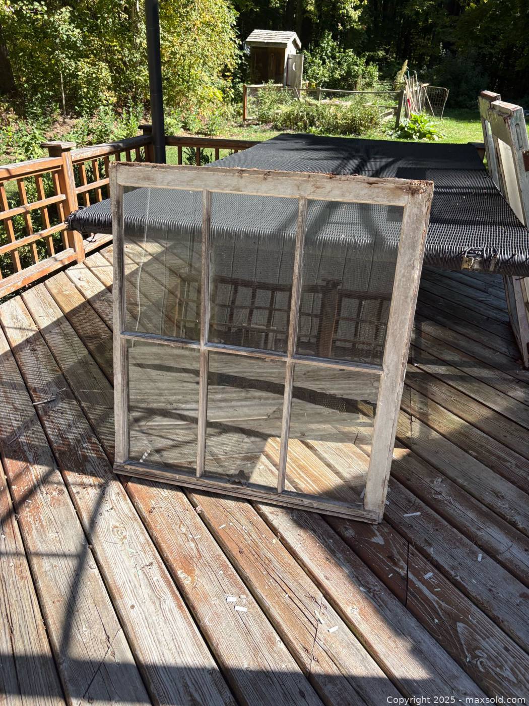 Three antique wooden window sashes | Maxsold