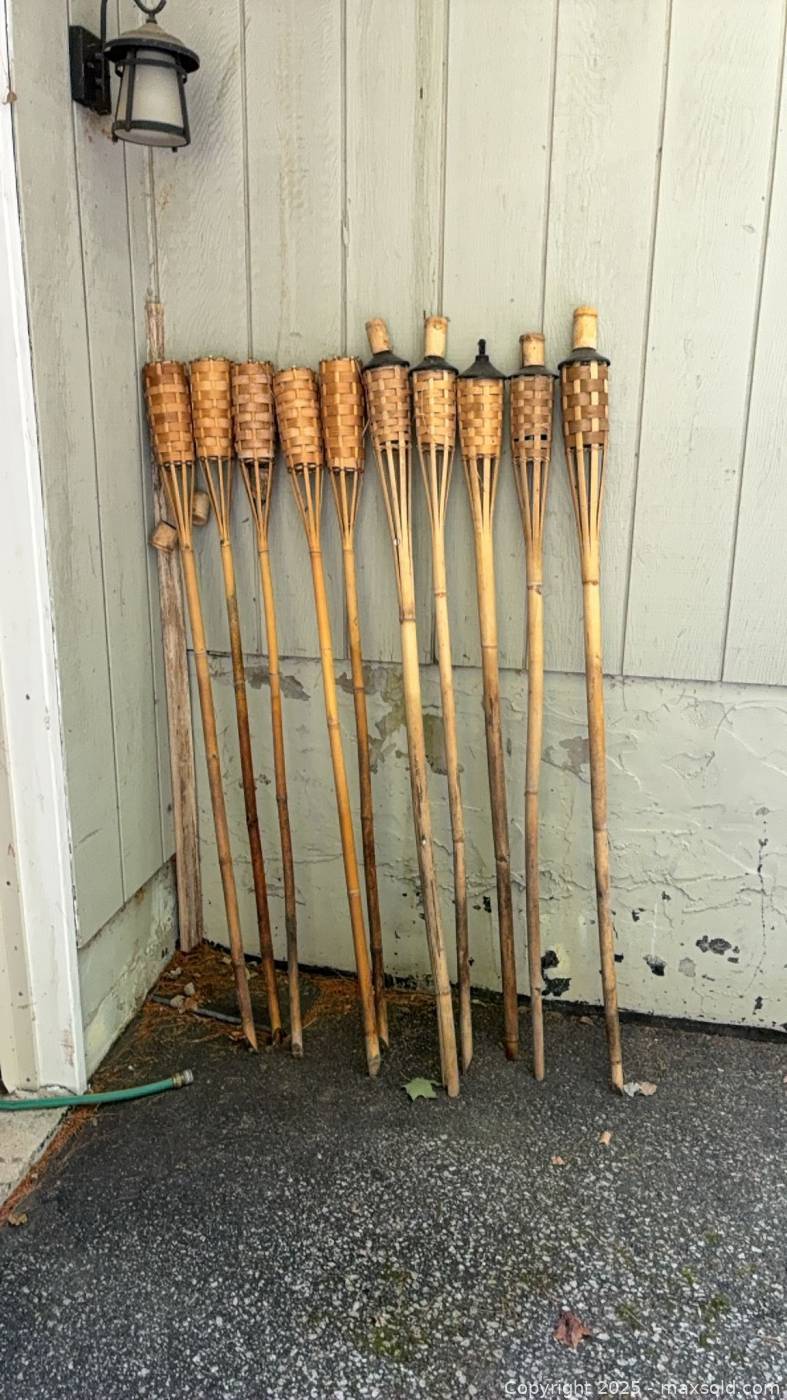 Outdoor Bamboo Tiki Torches, 10 pc | Maxsold