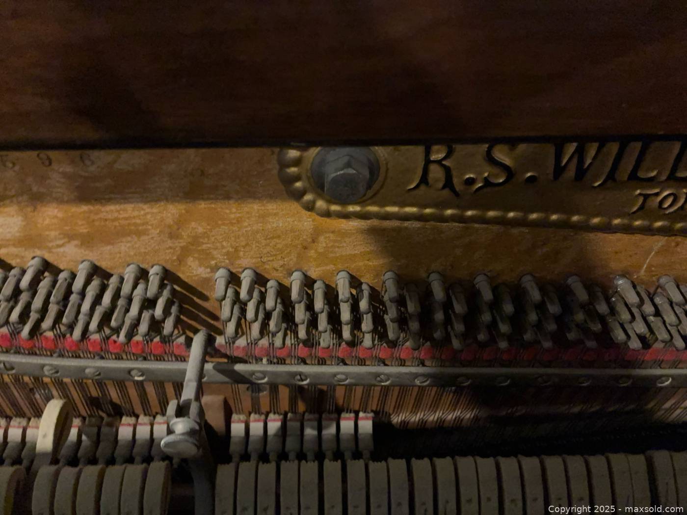 R.S. Williams & Son upright piano with bench and lamp | Maxsold