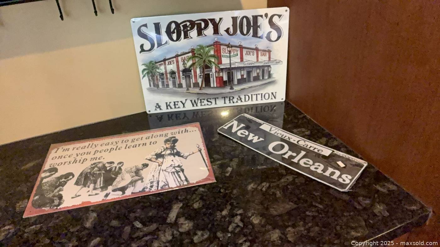 Vintage-Style Metal Wall Signs, 3 Pieces | Maxsold