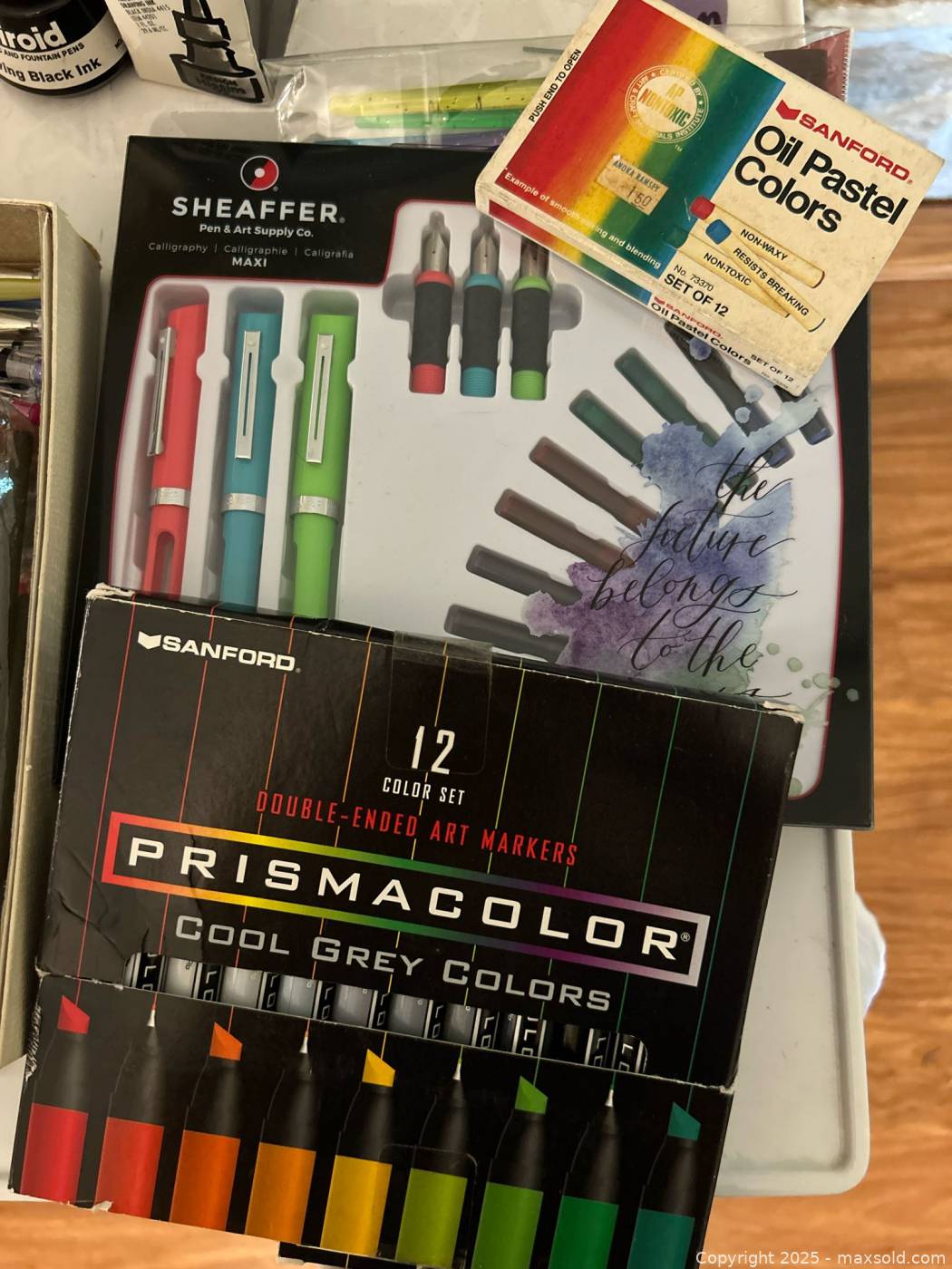 Assorted Art Supplies Including Art Portfolio, Pens, Markers, Paints ...