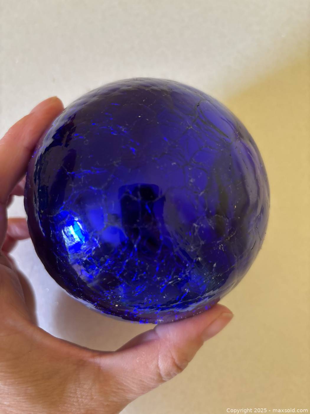 Cobalt Blue Crackle Glass Ornament | Maxsold