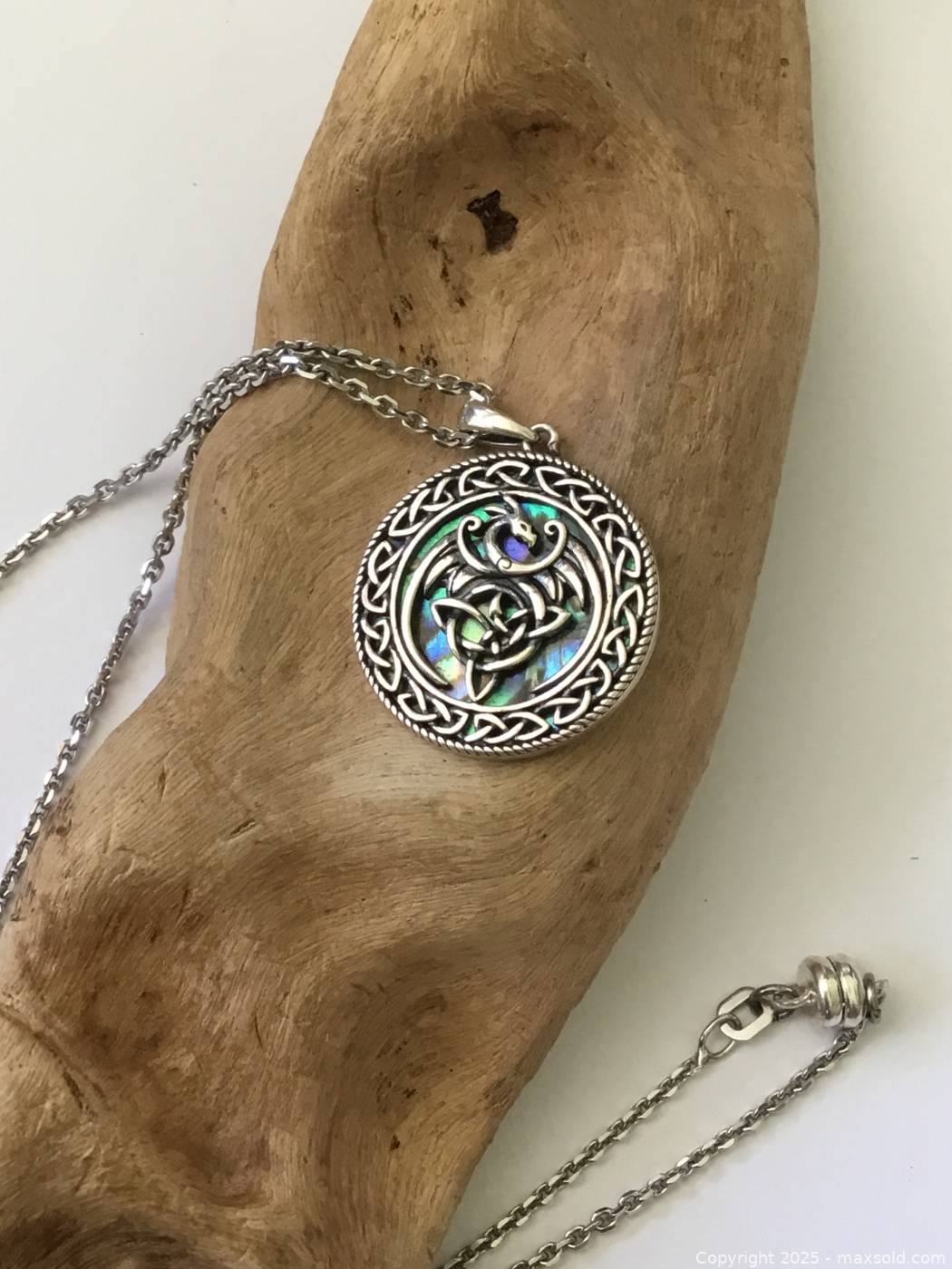 Sterling silver abalone double-sided pendant necklace | Maxsold