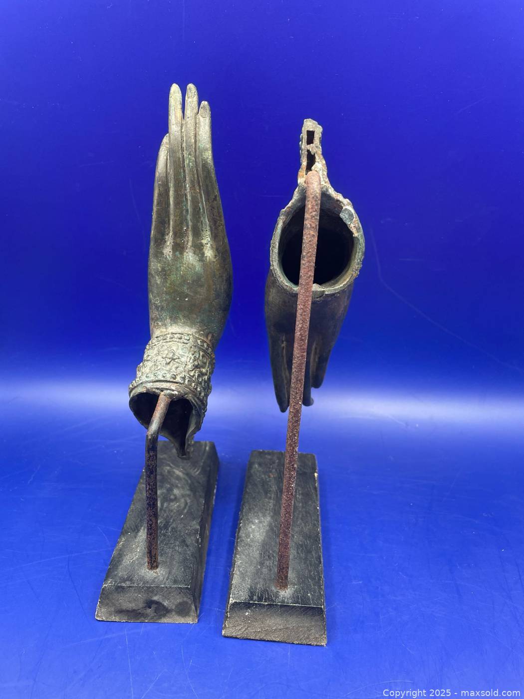 Bronze Buddhist Hand Fragments on Stands | Maxsold