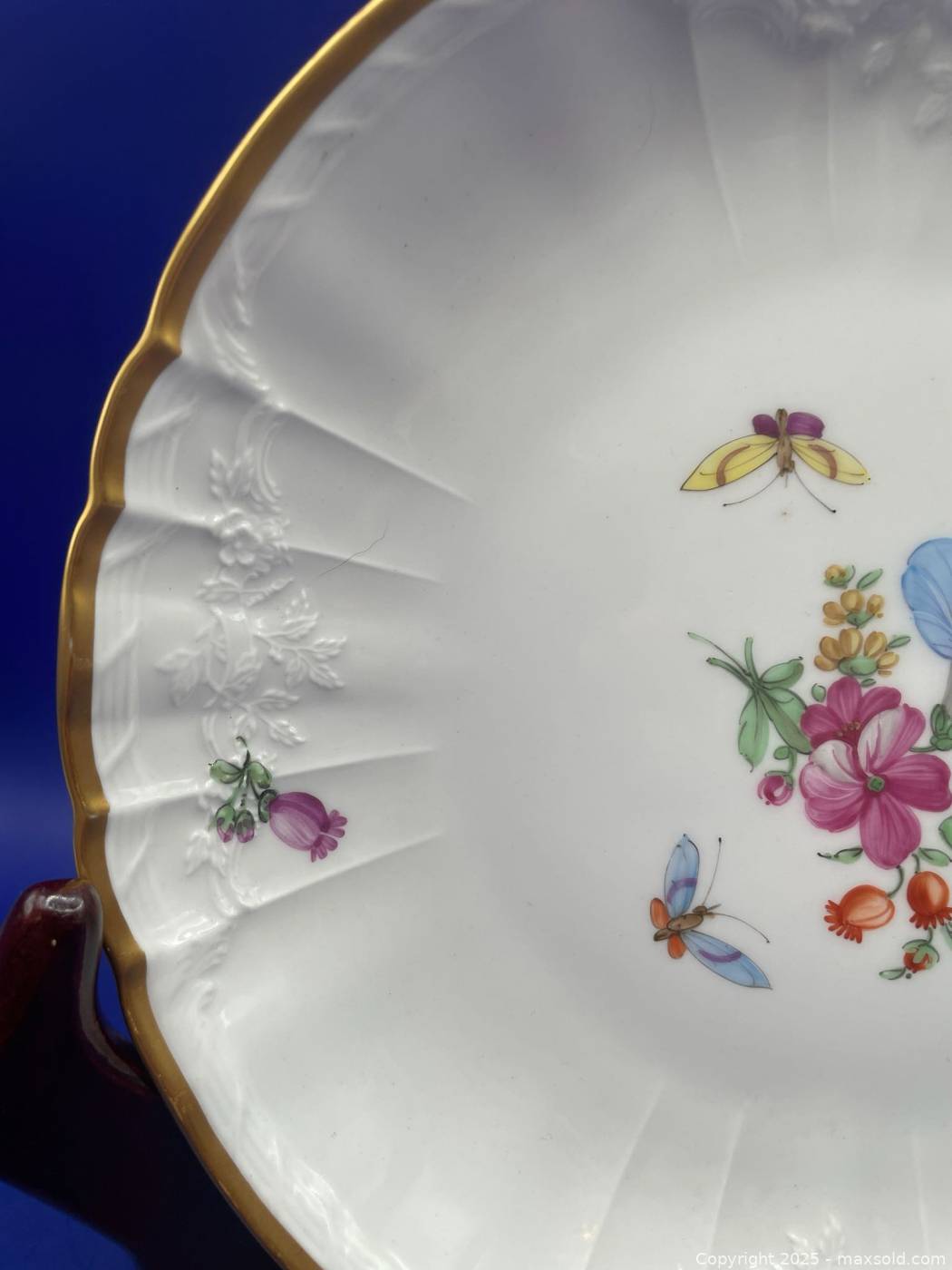 KPM Berlin Porcelain Plate With Floral And Insect Motif | Maxsold