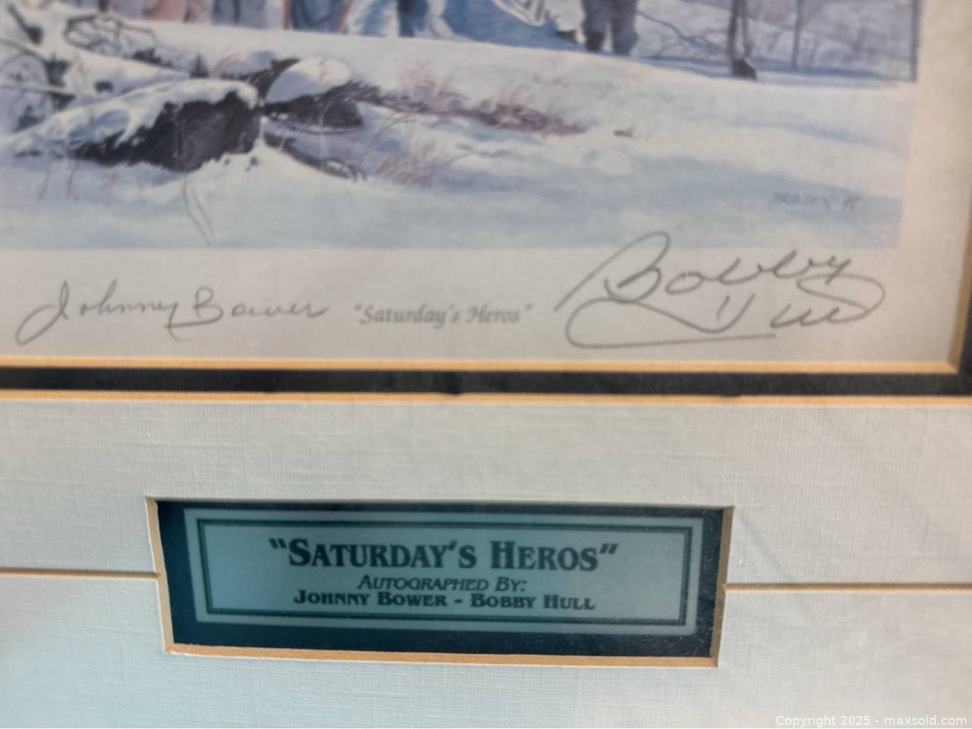 Five Pieces of Framed Sports Memorabilia Artwork with Signatures | Maxsold