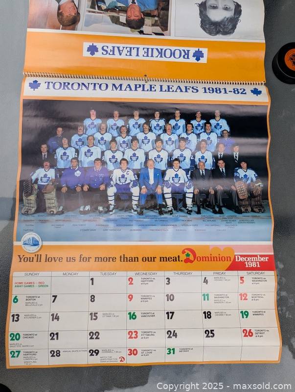 1981-82 Toronto Maple Leafs wall calendar | Maxsold