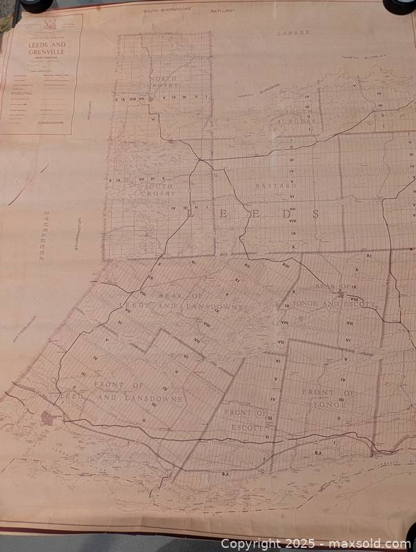 Vintage Leeds County Map | Maxsold
