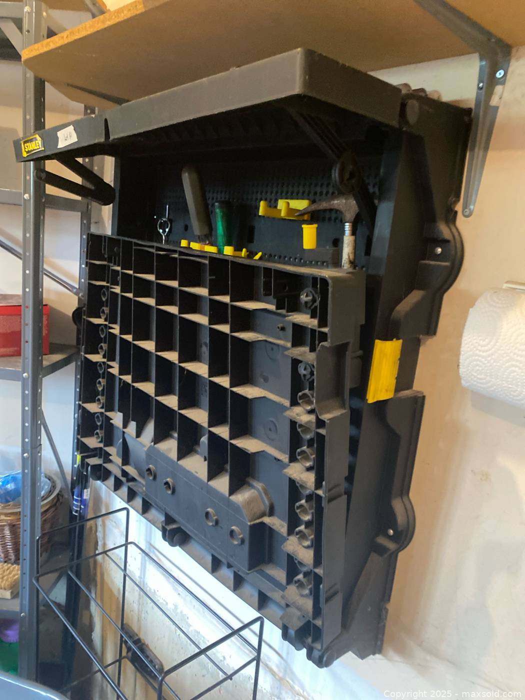 Stanley foldable wall-mounted workbench & tools | Maxsold