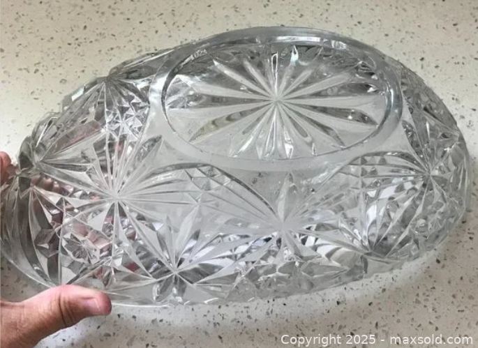 Crystal cut glass boat dish | Maxsold