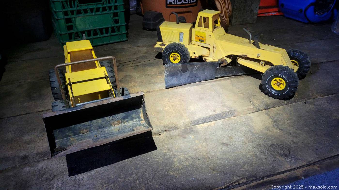 Vintage Tonka steel front loader and road grader | Maxsold