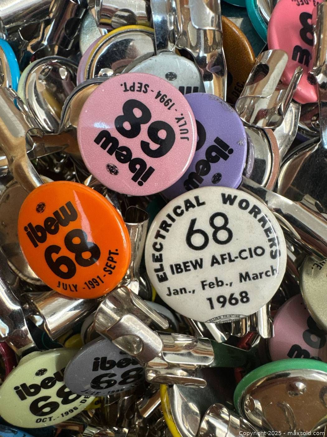 IBEW Union Buttons, Badges & Brass Train Piece | Maxsold