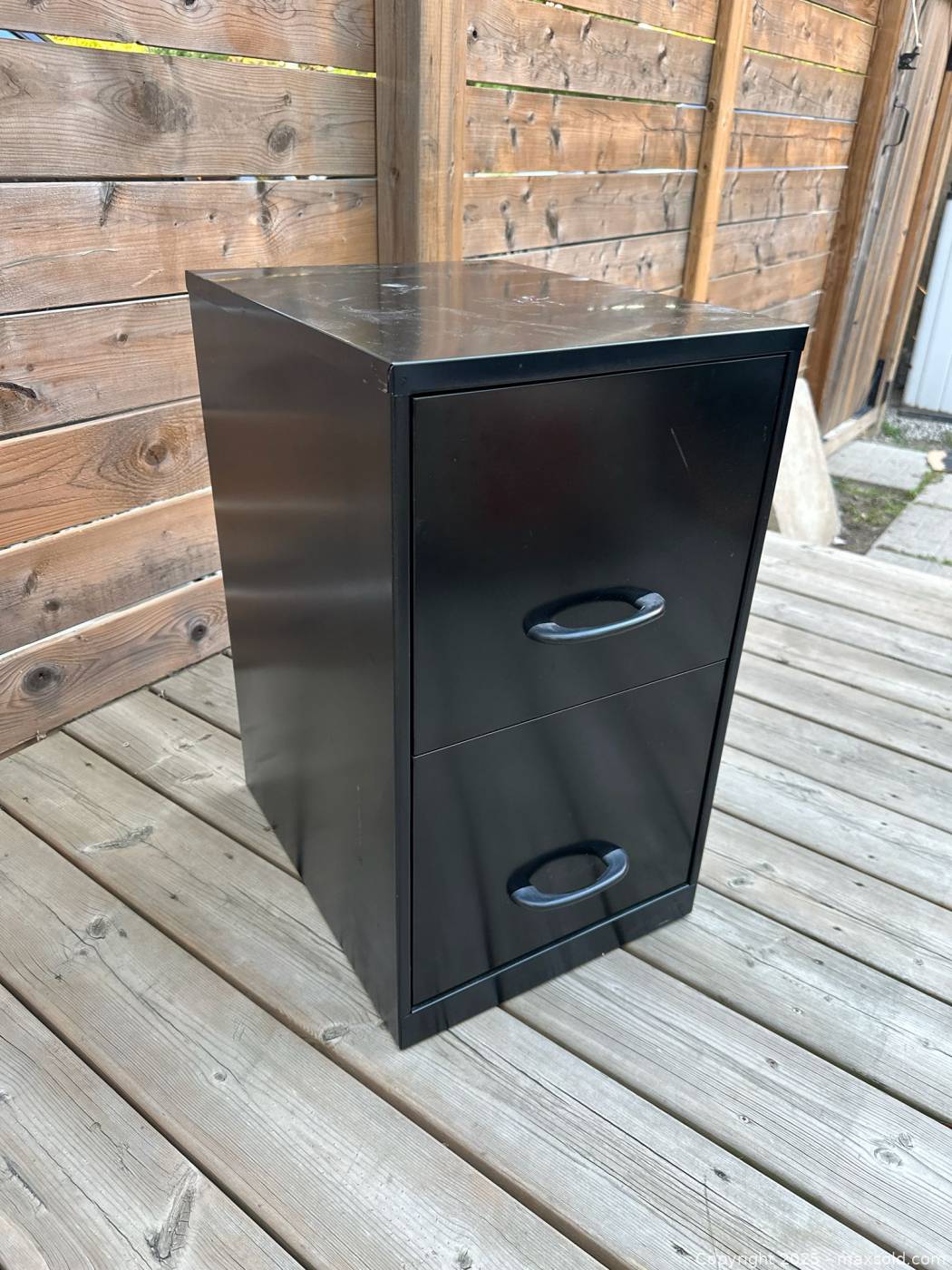 Two-drawer black metal file cabinet | Maxsold