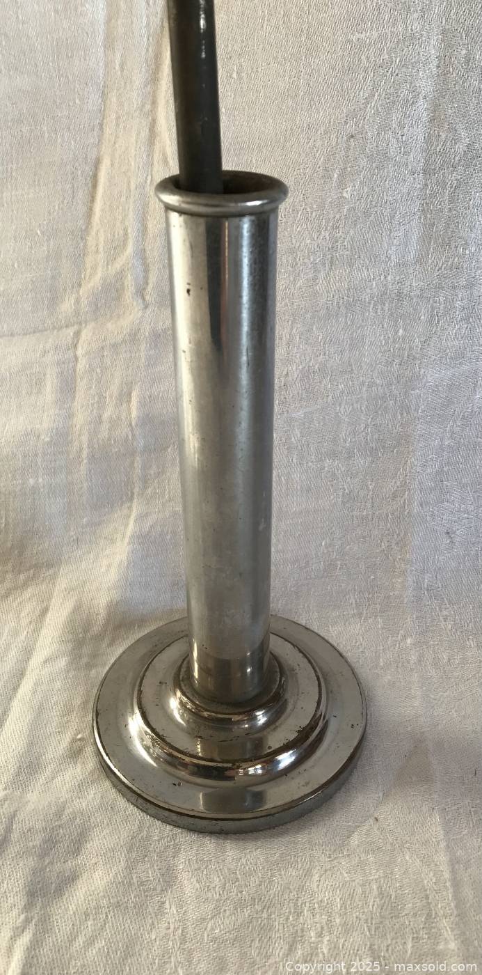 Machine Age steel fireplace poker with stand | Maxsold