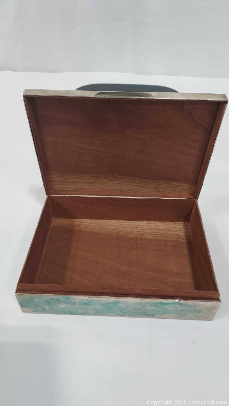 Silver-Colored Metal Hinged Box With Wood Liner | Maxsold