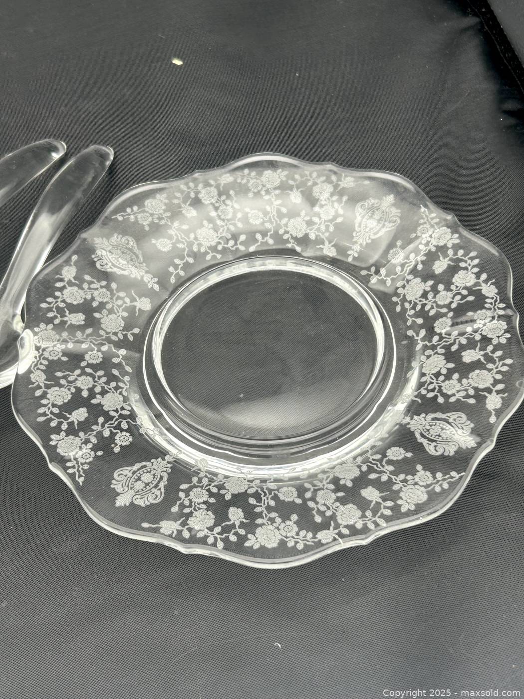 Cambridge Glass Rose Point mayonnaise set | Maxsold