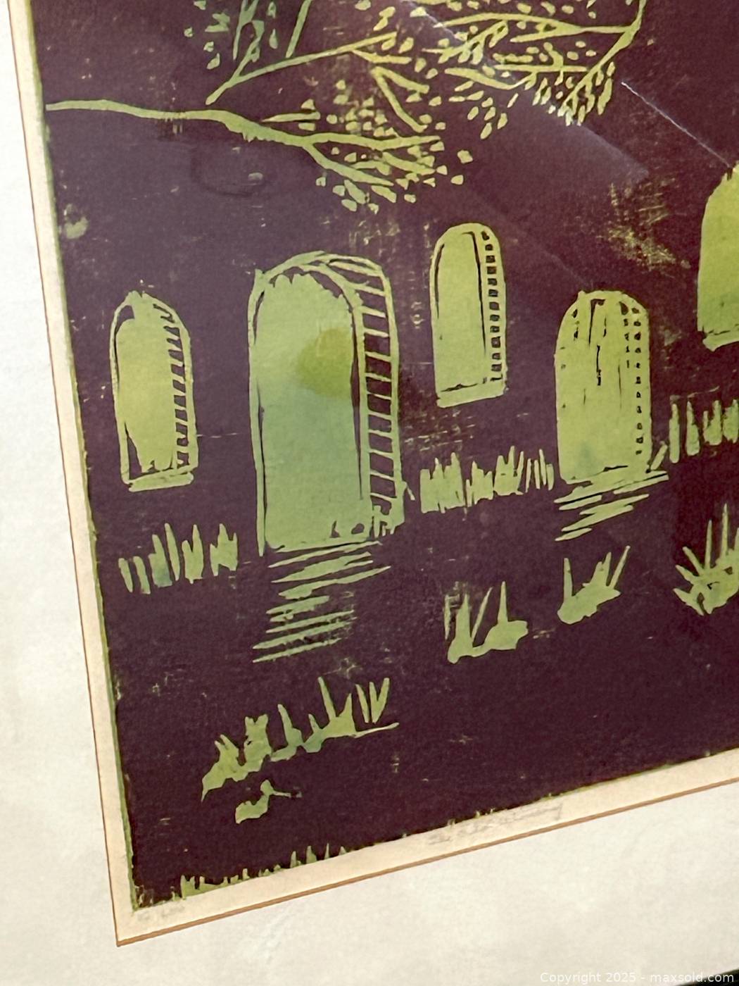 Framed woodcut print The Old Winery 1970 | Maxsold