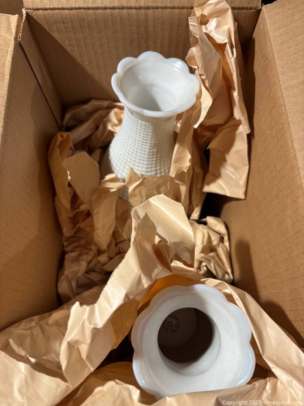 Ceiling fan, milk glass lamps, shade, sconces | Maxsold