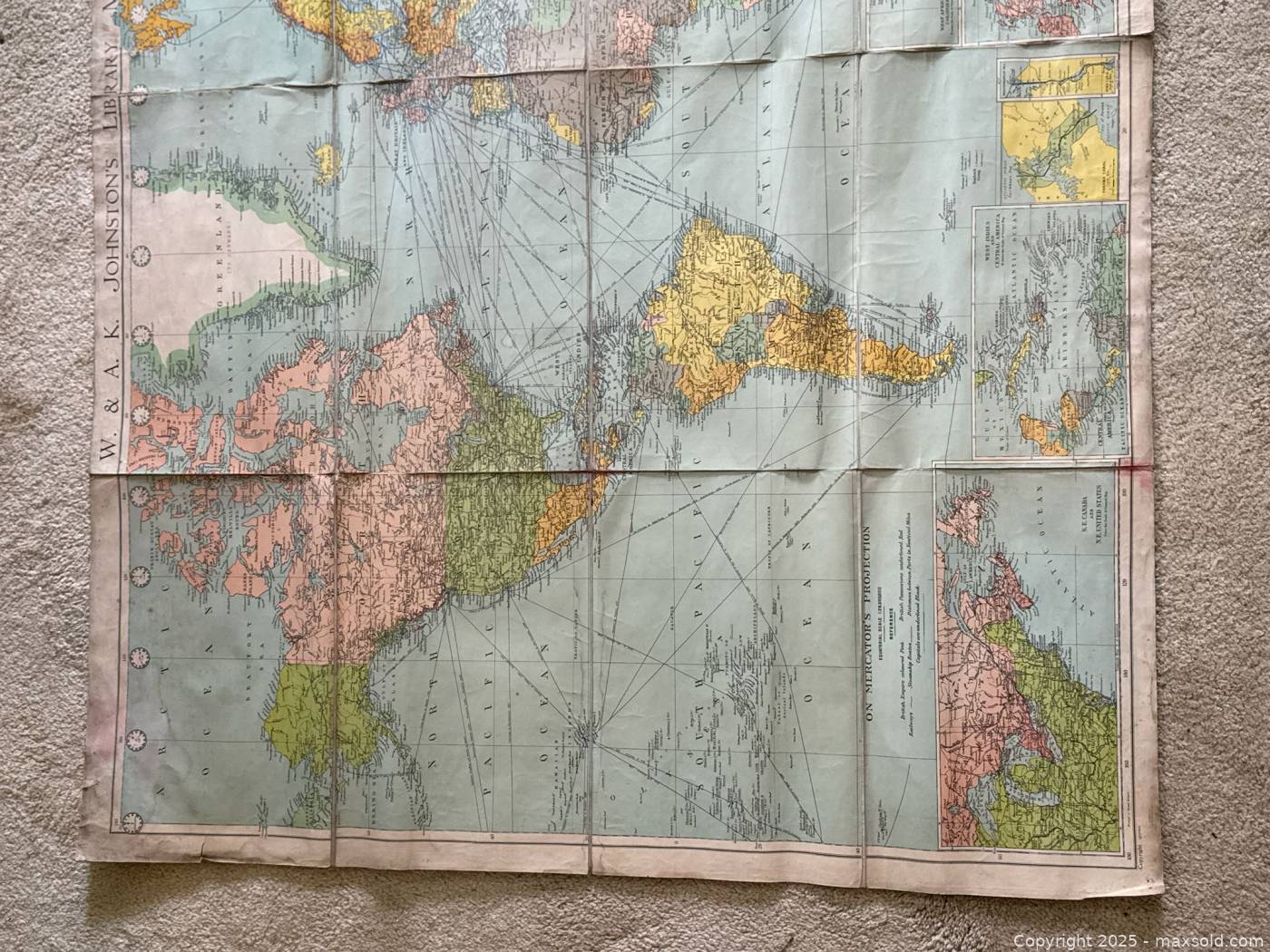W. & A.K. Johnston Library Map of the World | Maxsold