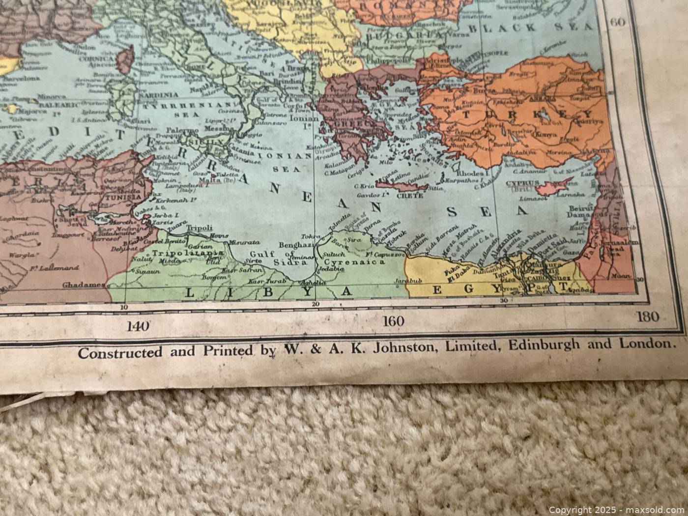 W. & A.K. Johnston Library Map of the World | Maxsold