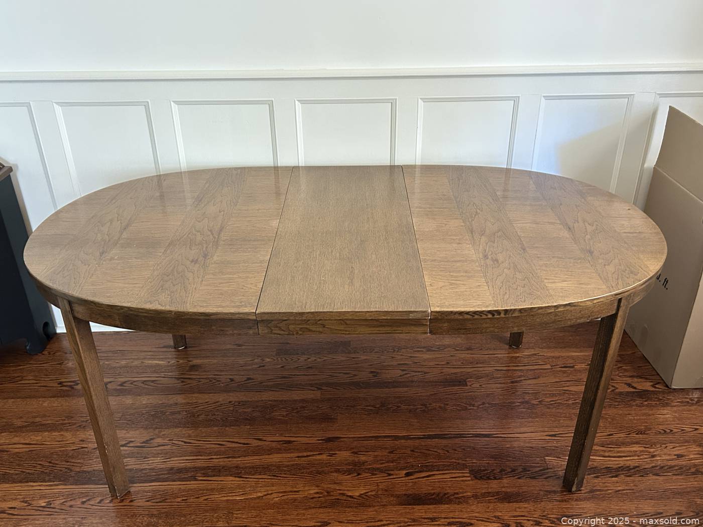 Vintage walnut oval dining table with leaf | Maxsold
