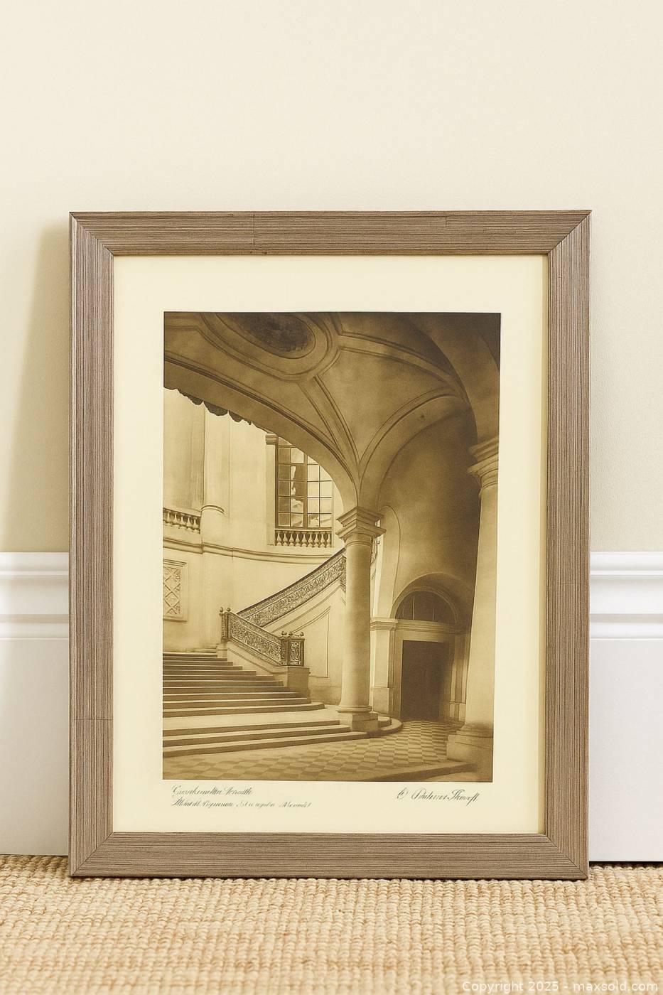 Grand Staircase sepia architectural print | Maxsold