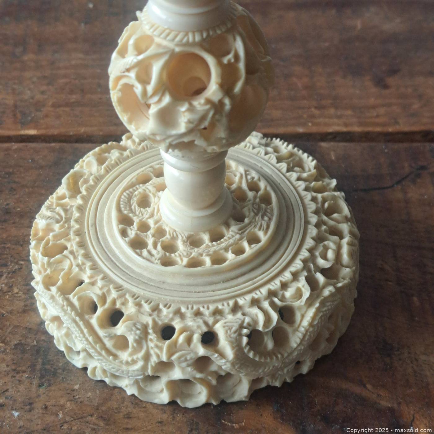 Chinese Canton carved puzzle ball on stand | Maxsold