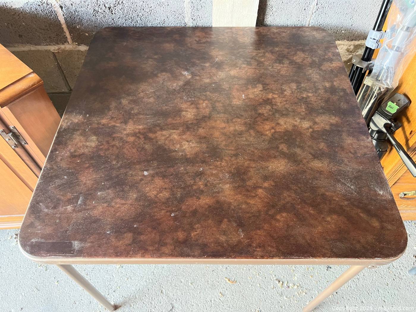 Two Folding Tables: Vinyl-Top and Plastic-Top with Metal Legs | Maxsold