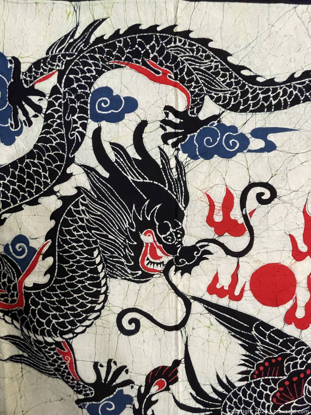 Batik Dragon And Phoenix Wall Hanging Cloth 44x44 | Maxsold