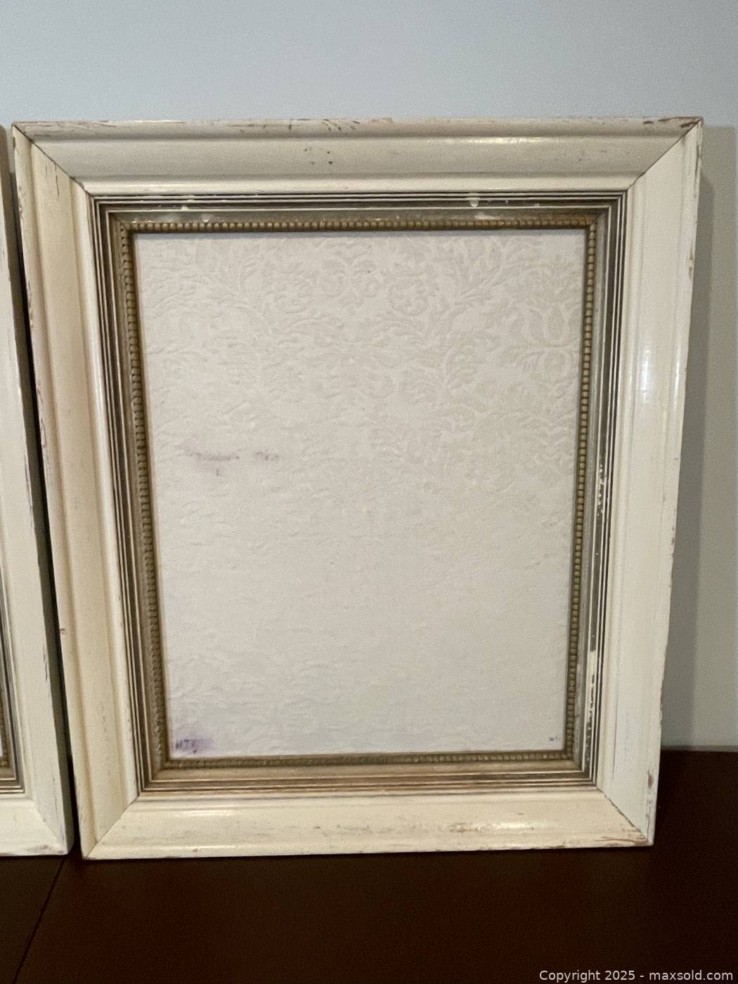 Pair vintage cream and gold wood frames | Maxsold