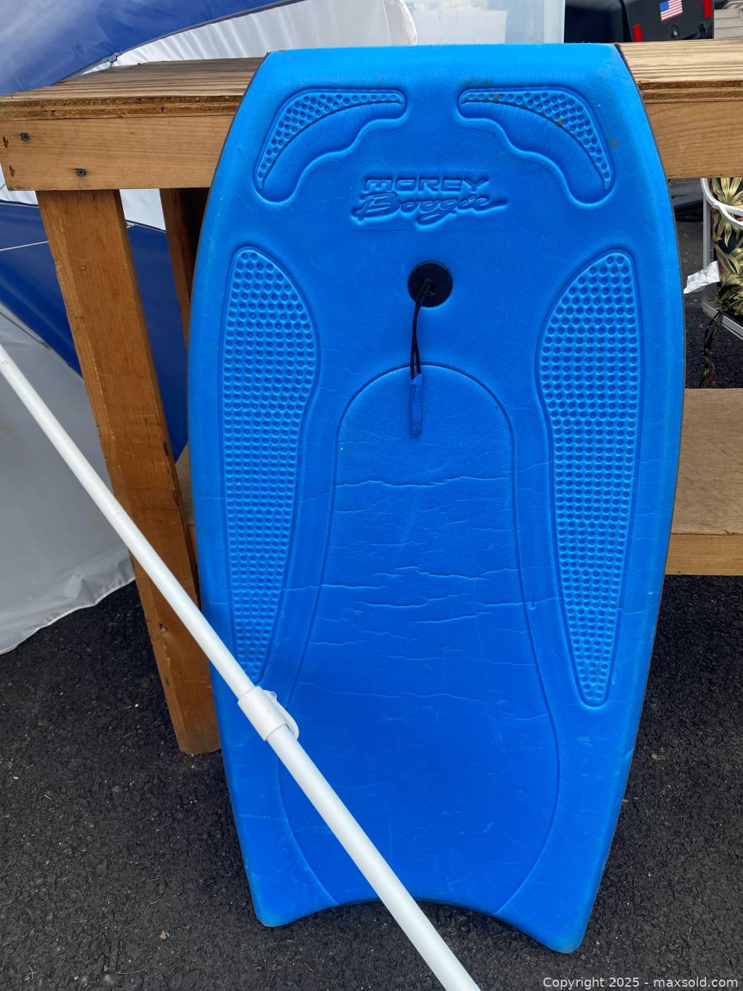 Morey Boogie Board and Vintage Malibu Beach Umbrella | Maxsold