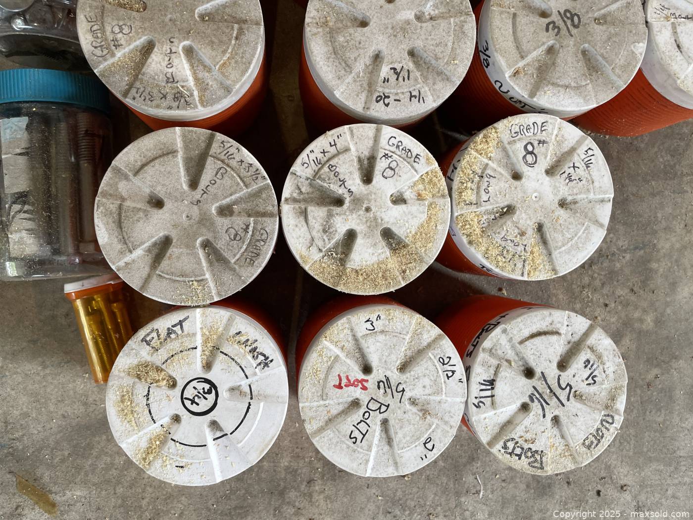 Assorted bolts, nuts, washers in labeled containers | Maxsold