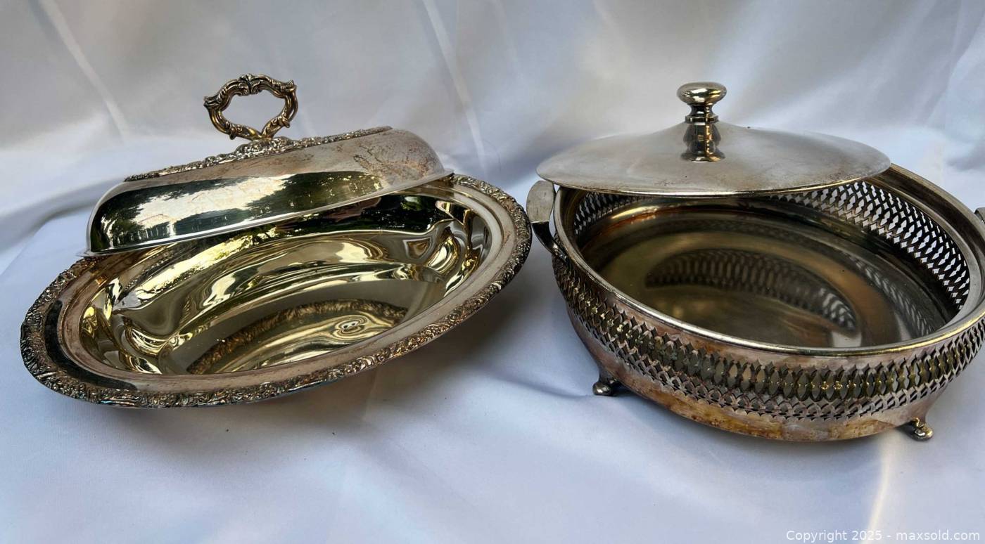 Two silver-plated lidded serving dishes | Maxsold