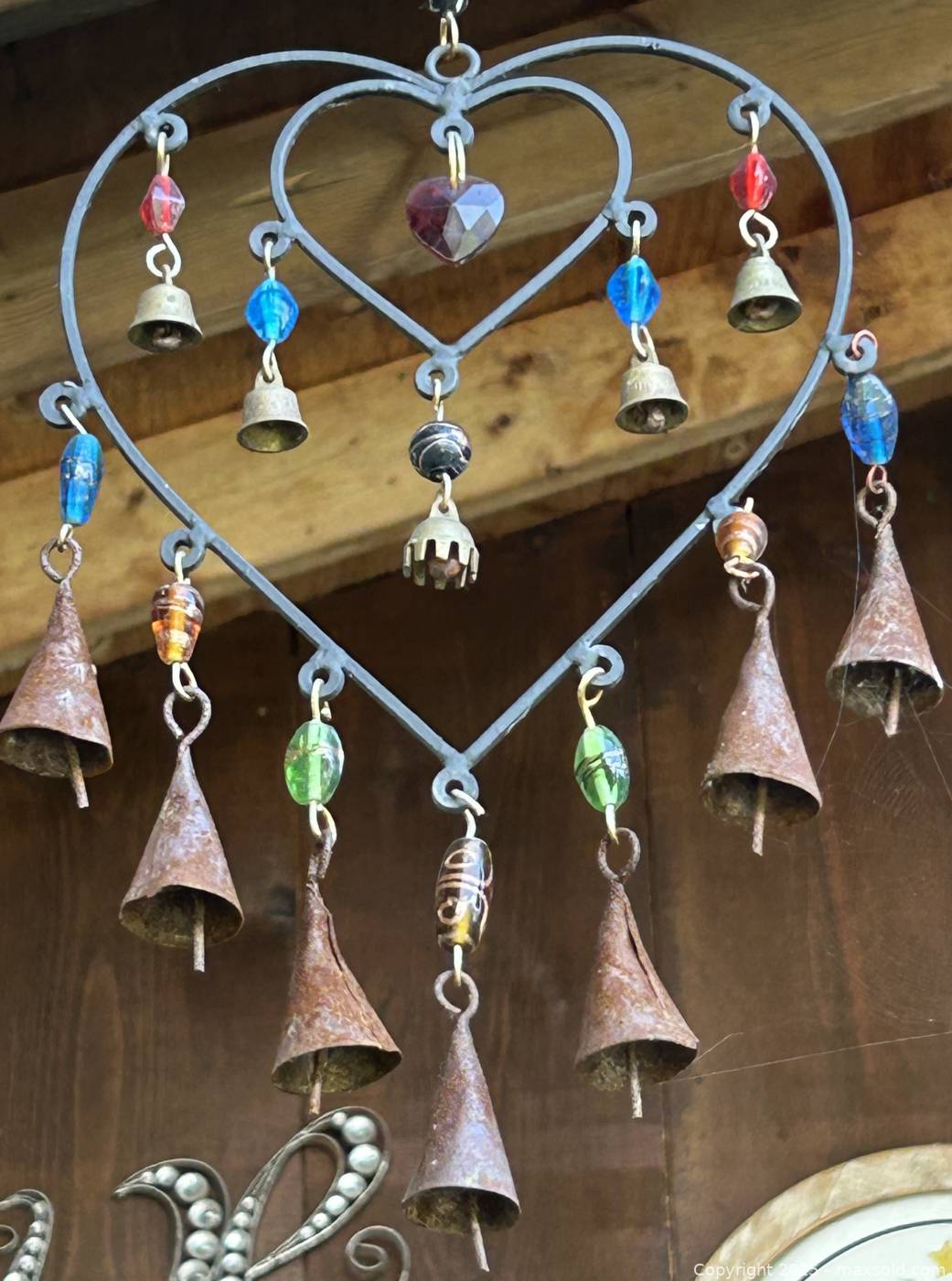 Metal and Glass Heart Wind Chime with Colorful Beads | Maxsold