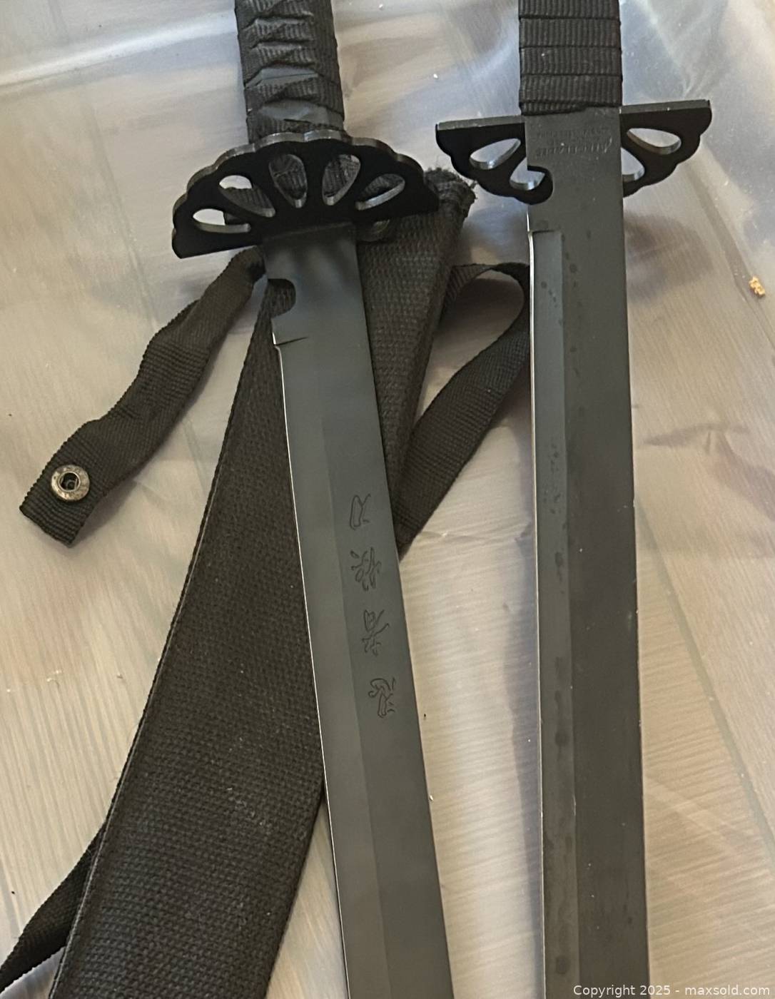 Pair of 24" metal training katana swords with sheath | Maxsold