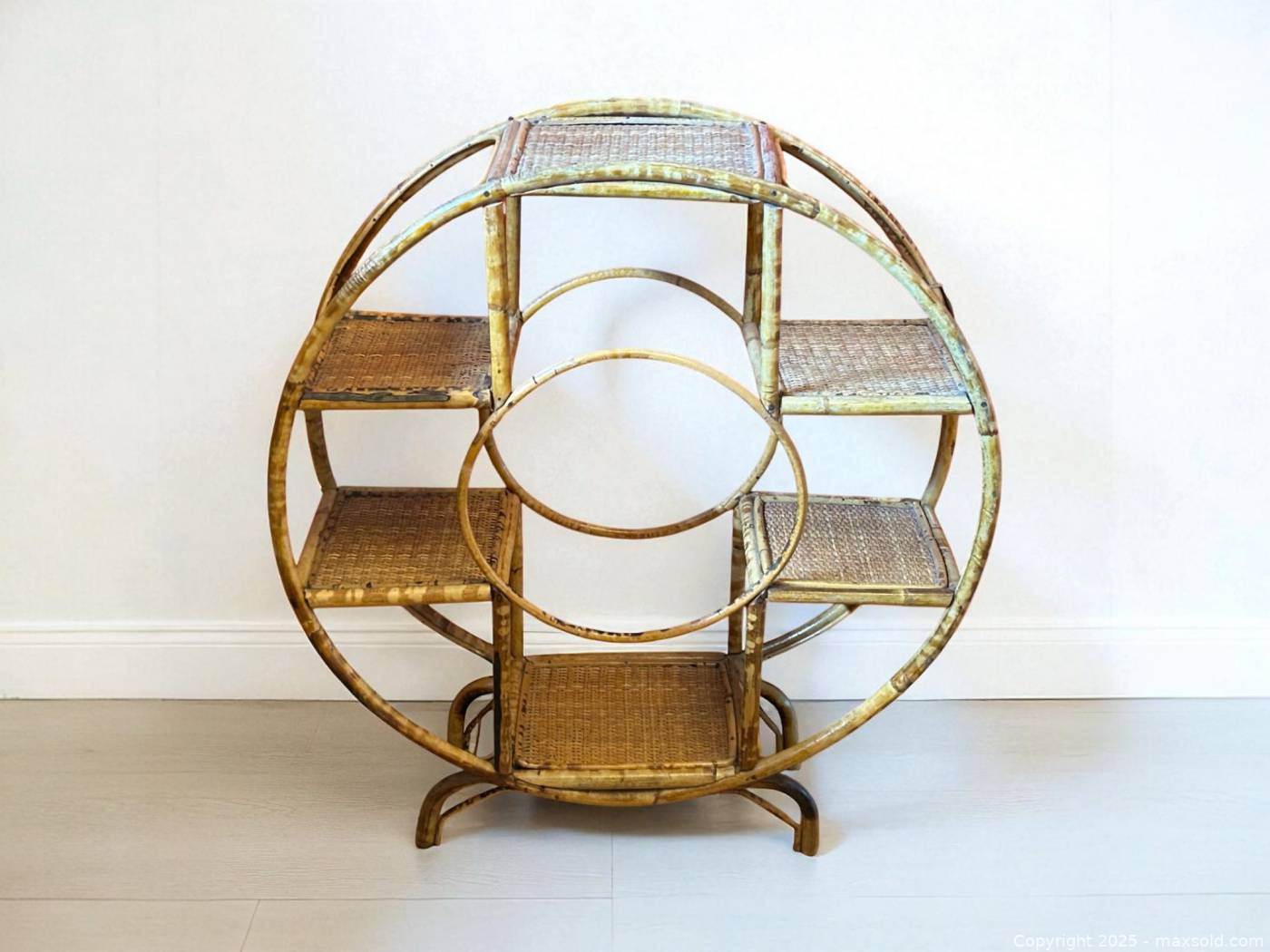 Circular Rattan and Wicker Display Shelf | Maxsold