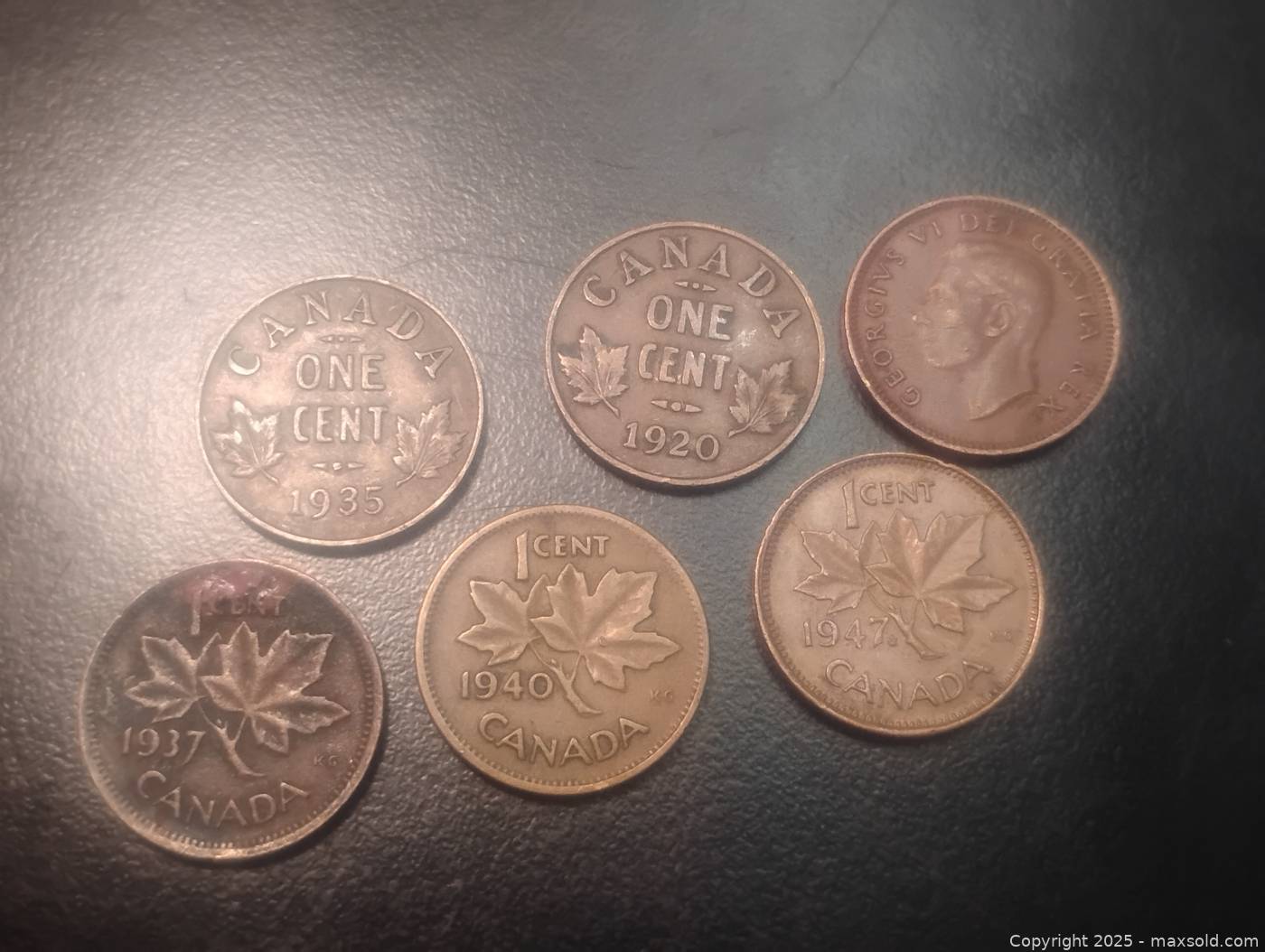 Canadian one-cent coins 1920-1950, 6pcs | Maxsold
