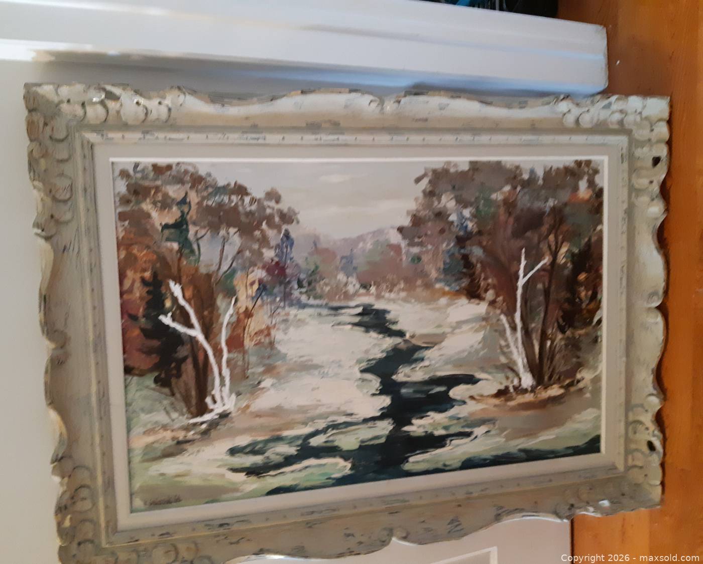 Vintage Fall Landscape Painting On Board Signed K. Siniarski 1963 | Maxsold