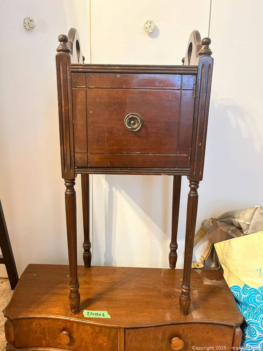 Vintage wooden side table and dresser top drawer unit | Maxsold