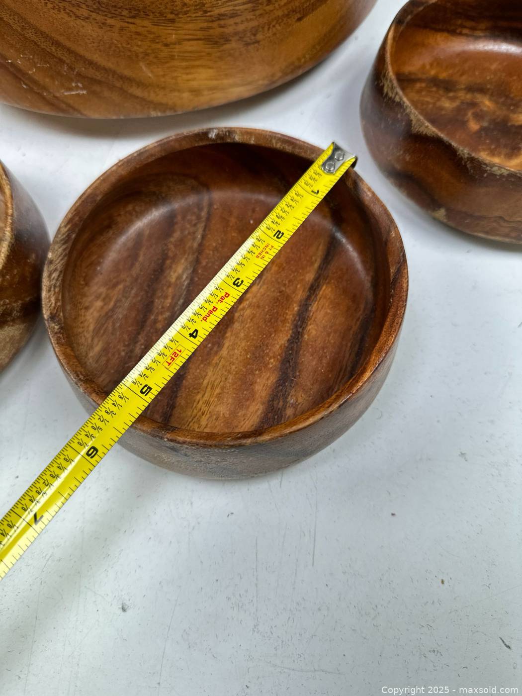 Mid-century monkey pod wood serving bowl set | Maxsold