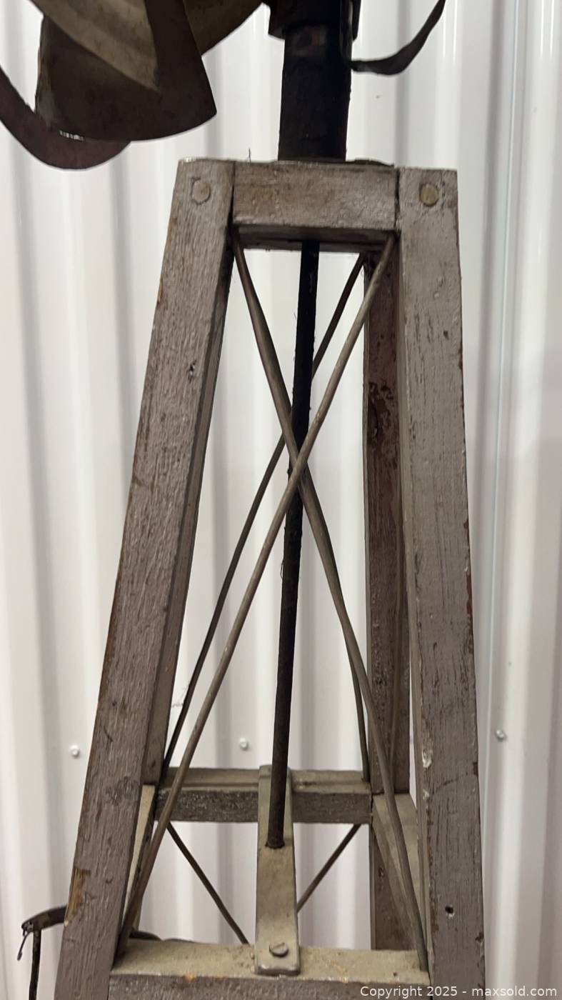 Handmade metal and wood folk art windmill model | Maxsold